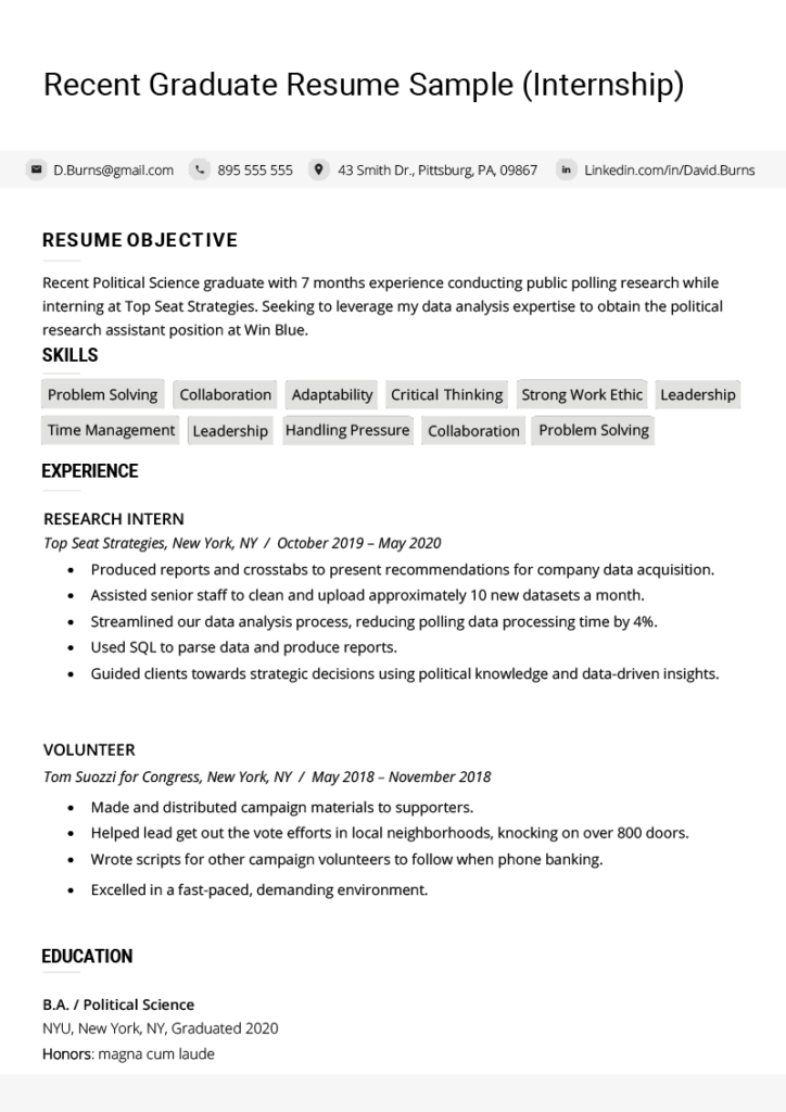Recent College Graduate Resume Examples & How to Write | POST A RESUME ...