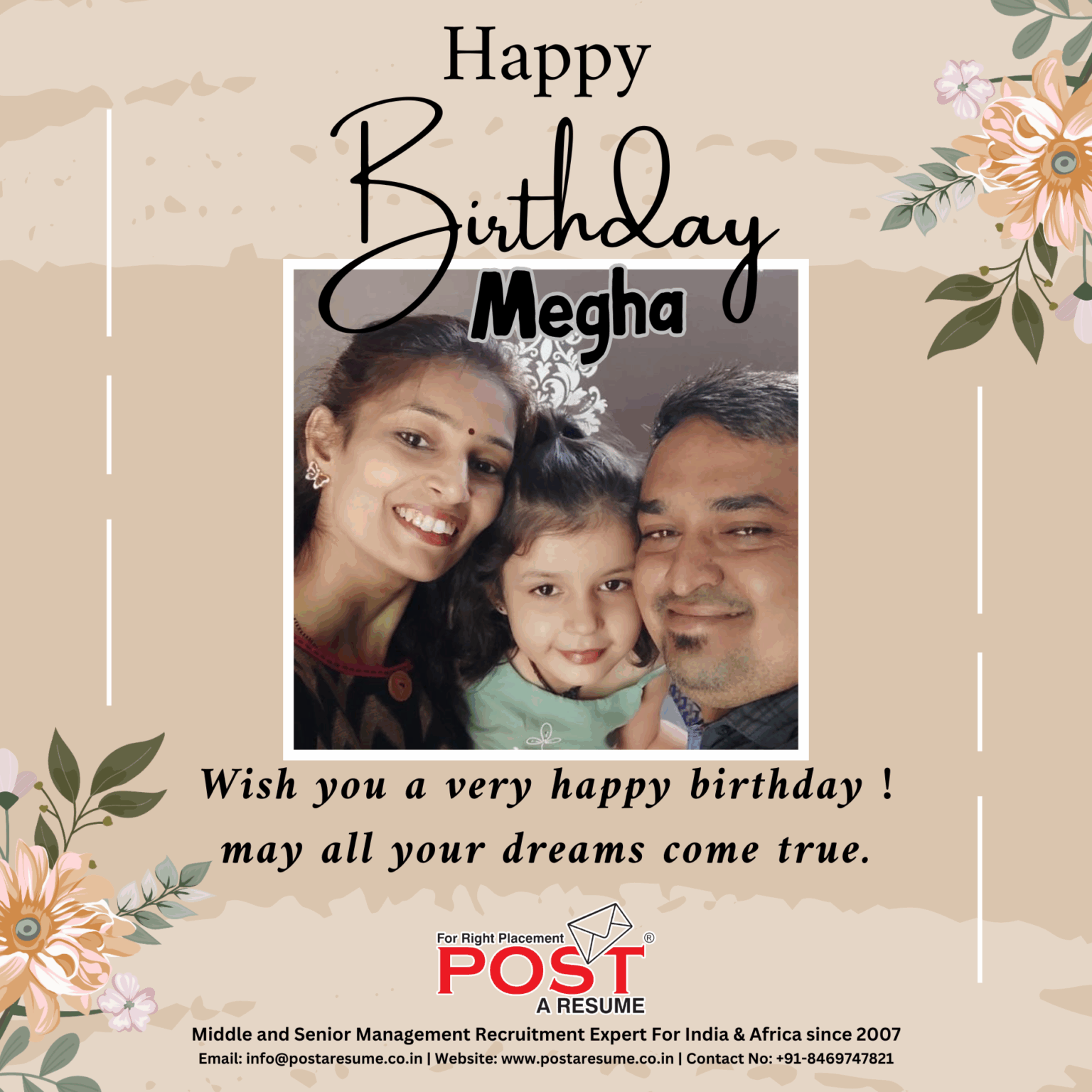 Happy Birthday Megha! Here’s to a star who makes work brighter. | POST ...